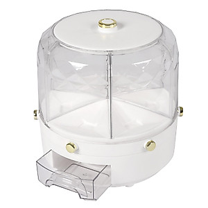 Opulentia Rice Dispenser Dry Grain Food Storage Container Tank 6-Grid Rotating for Kitchen 6 in1 Grain Storage Tank Rotating Rice Bean Oatmeal Food Dispenser Container (Style two)