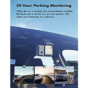 Heaboli 4K Dual Dash Cam Front and Rear, Wi-Fi GPS, Dash Camera for Cars with 3 Inches IPS Touch Screen, Car Camera Driving Recorder with Night Vision, Parking Mode