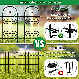 Amagabeli 8 Panels Decorative Garden Fence 10ft (L) x 32in(H) Garden Fencing Animal Barrier for Dog Rustproof Black Iron Border Fence Edging Metal Wire Fencing for Outdoor Patio Vinyl Flower ET046