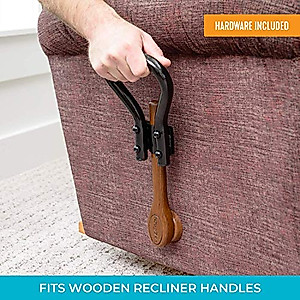 Stander Recliner Lever Extender, Oversized Grip Handle Adapter for Adults, Seniors, and Elderly, Extension Handle with Large Ergonomic Curve Grab Bar, Compatible with Wooden Recliner Handles