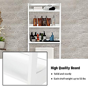 DORTALA 3-Shelf Over-The-Toilet Storage Rack, Free Standing Bathroom Organizer, Multifunctional Bathroom Space Saver, Long-Lasting & Lightweight Deign, Stylish Look Fit Any Room, White