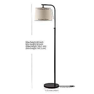 Safavieh FLL4085A Lighting Collection Winley Oil Rubbed Bronze Adjustable 65-inch (LED Bulb Included) Floor Lamps, White