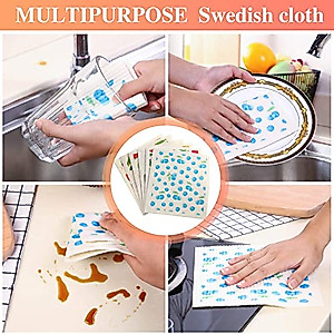 Mixed Fruit Swedish Kitchen Dishcloths Reusable Dish Towels Absorbent and Fast Dry Cleaning Cloths for Kitchen Blueberry Cherry Strawberry Lemon Pineapple Watermelon Cleaning Wipes (6 Pieces)