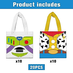 Hbavfihnbg 20 Pcs Toy Inspired Story Favor Bags, Treat Candy Goodie Gift Non-woven Bags Reusable for Kids Birthday Party Supplies Baby Shower Toy Inspired Story Theme Party Decorations