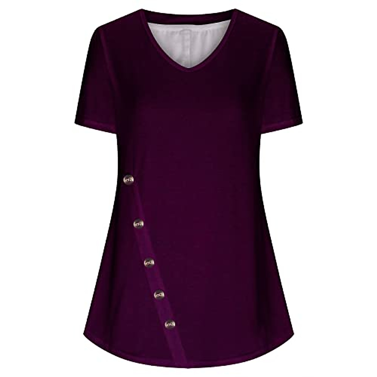 DASAYO Tunic Tops for Women Loose Fit Solid Color Summer Casual Top Blouses Short Sleeve Trendy Flowy Shirts Tunics Tshirt