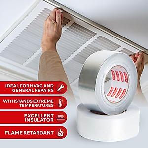 XFasten Aluminum Foil Tape for Ductwork 1 Inch x 55 Yards 3-Pack (495 Feet) 3.6mil Aluminum Tape for Ductwork Heavy Duty Dryer Vent Tape Foil and Seal HVAC Tape for Ducts, High Temp HVAC Duct Tape