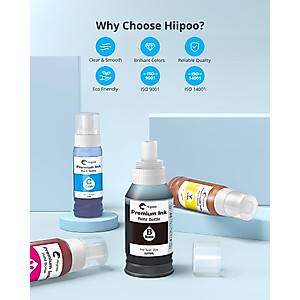 Hiipoo Compatible T502 502 (Not for Sublimation) Ink Refill Bottles for Ecotank ET-2750 ET2760 ET-2803 ET-3750 ET-4750 ET-3760 ET-4760 ET-2850 ET-4850 ET-3700 ET-3710 ET-15000 ET-2800 ST-4000 Printer