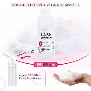 Arison Eyelash Eyelash Extension Shampoo 600ml / Eyelid Foaming Cleanser/Wash for Extensions and Natural Lashes/Paraben & Sulfate Free Safe Makeup & / Professional & Self Use (Rose)