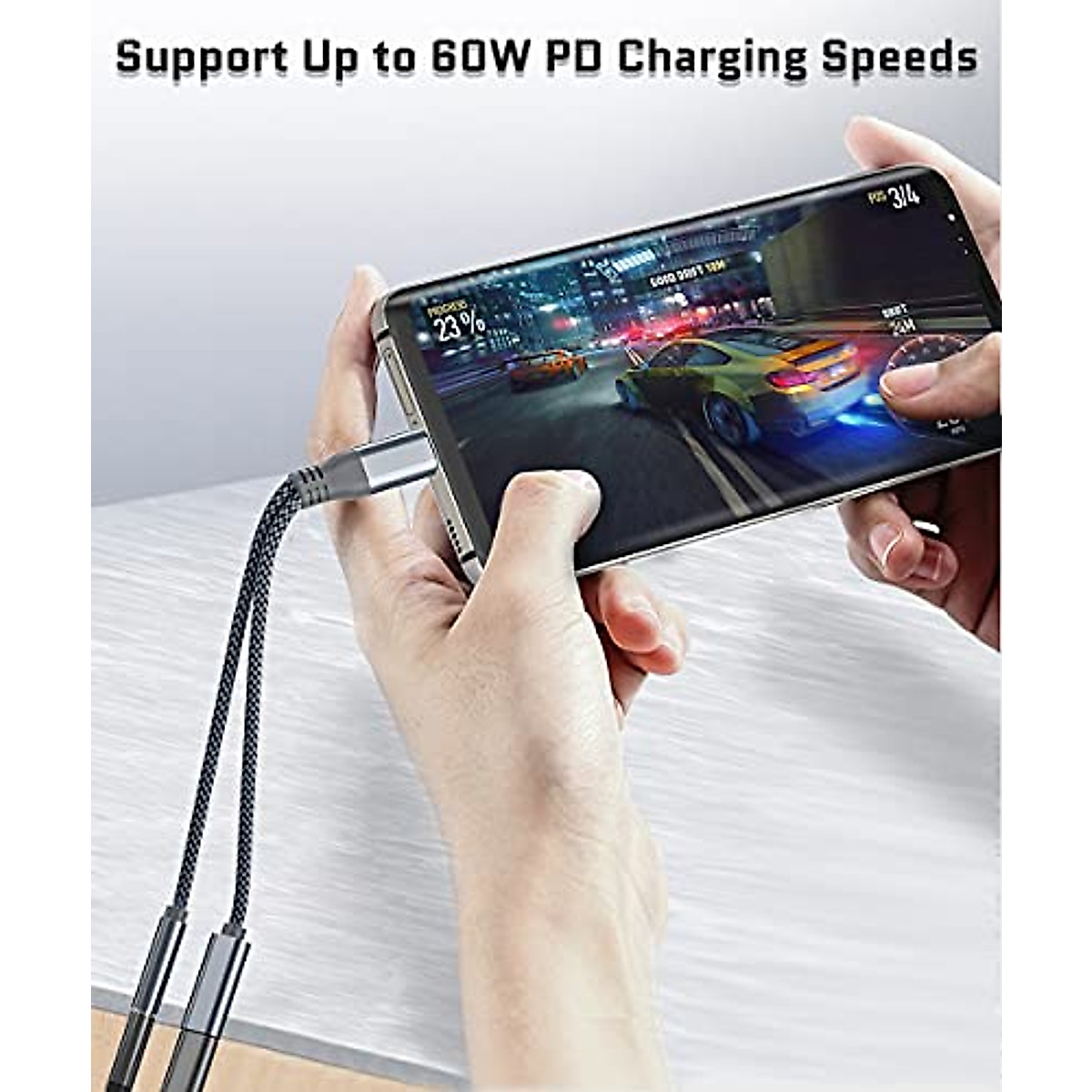 Elebase USB Type C to 3.5mm Audio Adapter and Charger,2 in 1 1/8 Inch Headphone Jack Charging Power Aux Cable for Samsung Galaxy A53,S21 S22 S23 22 21,Note 10 20,Z Flip Fold 3,iPad Pro Air 4 5 Mini 6