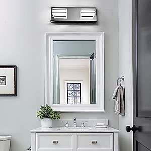 yumcrelect LED Vanity Light, 12W Light Mirror Front Vanity Lamp Modern Acrylic Stainless Steel Bath Wall Vanity Lighting Over Mirror Chrome 2-light Bathroom Bedroom Lighting Fixtures