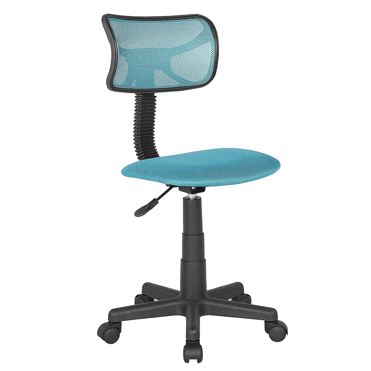 JJS Kids Mesh Rolling Desk Chair, Small Swivel Office Computer Chair for Teens, Low-Back Adjustable Upholstered Student Task Chair, Blue