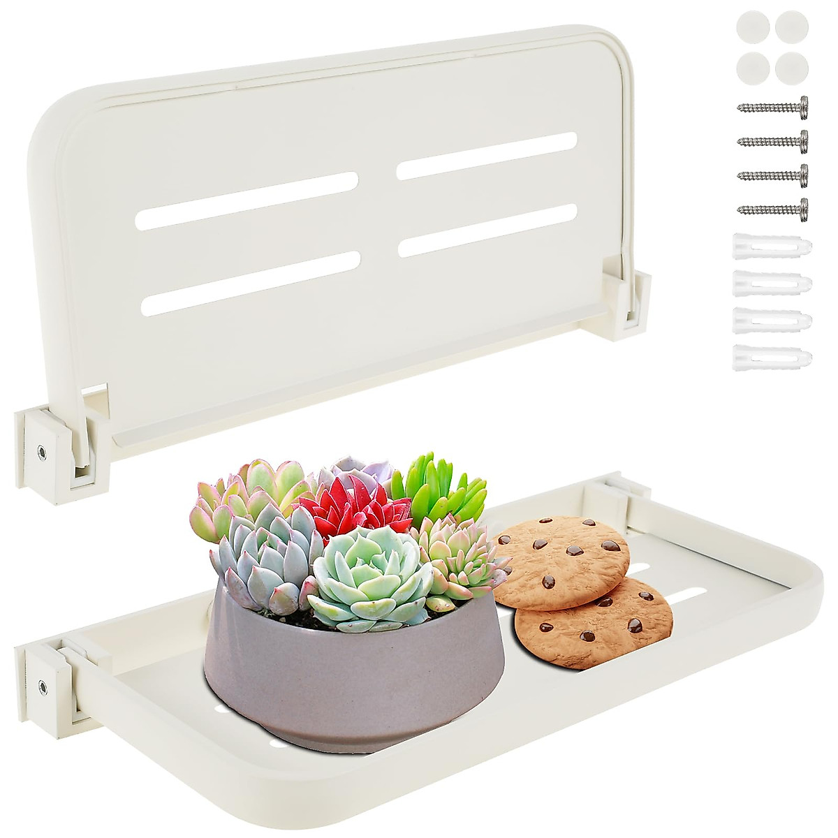 KTZCTPCA 2Pcs RV Foldable Shelf, 12 Inch Easy to Install RV Drop Down Shelf, Space Saving Fold Down Wall Shelf, Wall Mounted RV Floating Shelf, RV Fold-Down Storage Panel Compact Camper Accessories