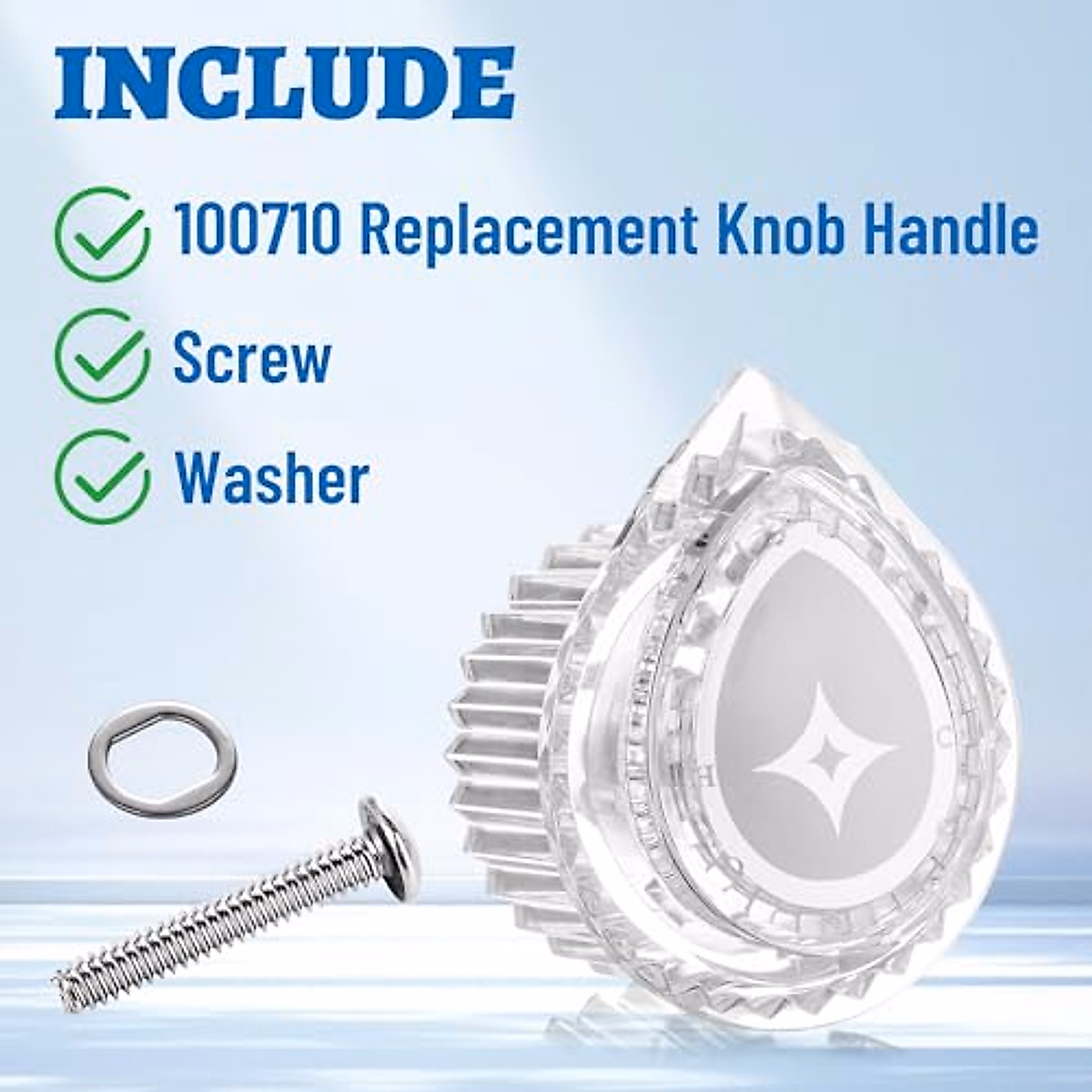 Shower Handle Knob Replacement Compatible with Moen 100710 Posi-Temp Valve, Bathtub Faucet Chrome Knob Kit, Tub Faucet Parts, White, 1 Pack