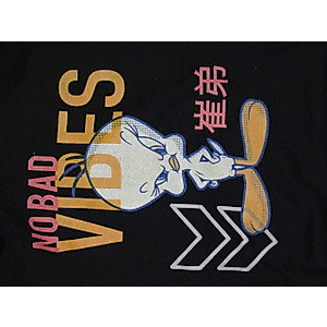 Looney Tunes Tweety Bird No Bad Vibes Men's Black Hooded Sweatshirt-3XL