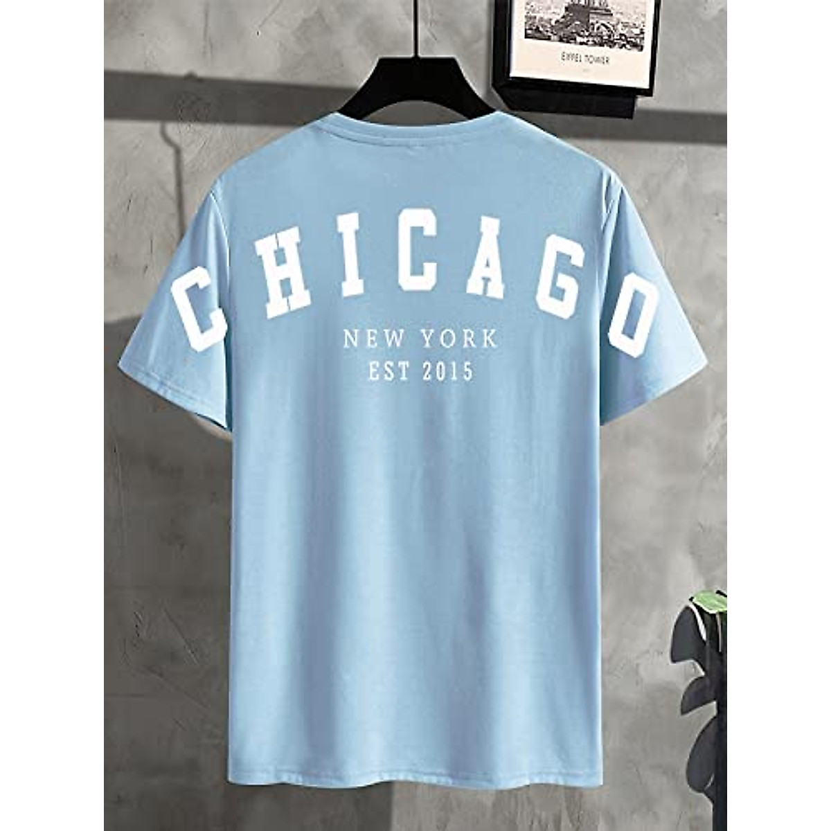 SOLY HUX Men's Graphic Tees Letter Print Short Sleeve Casual Summer T Shirts Tops Blue S