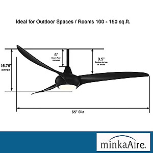 MINKA-AIRE F848-CL Light Wave 65" Ceiling Fan with LED Light and Remote Control in Coal Finish