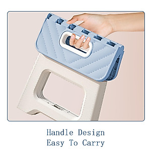 Lizbin Folding Step Stool, Folding Step Stools for Adults, Folding Step Stool 9 Inch, Plastic Foldable Step Stools, Non-Slip Folding Stools with Portable Handle, Step Stool Folding Stool (Blue)