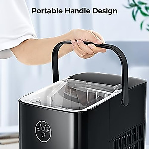 AGLUCKY Ice Makers Countertop, Portable Ice Maker Machine 26lbs/24Hrs,8 Bullet Ice Cubes of 2 Sizes Ready in 9 Mins,Self-Cleaning Ice Machine with Handle for Home/Kitchen/Office
