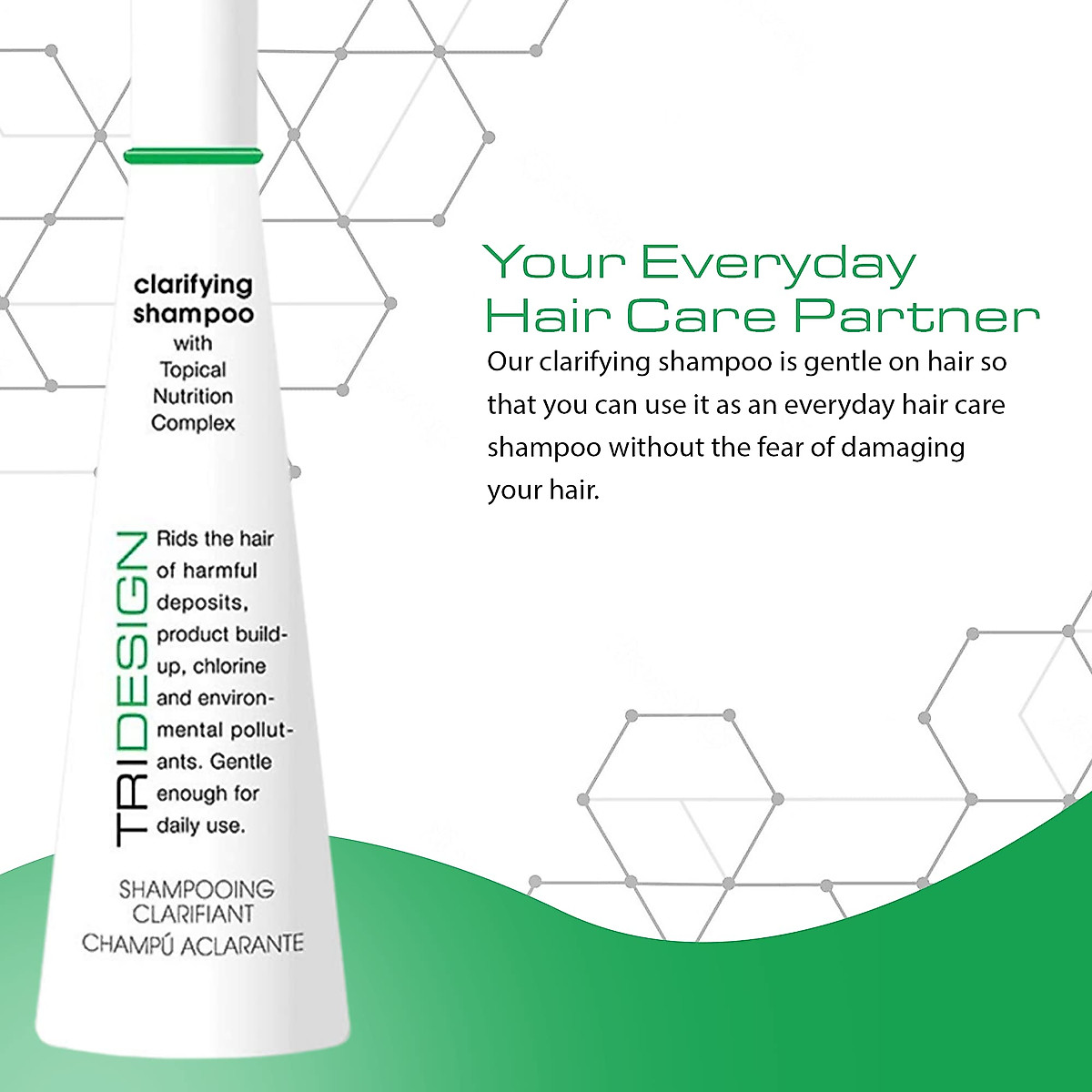 TRI Design Hair Care Clarifying Shampoo - Liquid Shampoo for Hair Deep Cleansing - Build Up & Impurities - Perfect Hair Care Products & Everyday Shampoo - 10.5 fl. oz.