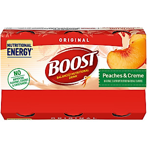 Boost Original Nutritional Energy Balanced Nutritional Drink (6 Count (Pack of 2), Peaches & Creme)