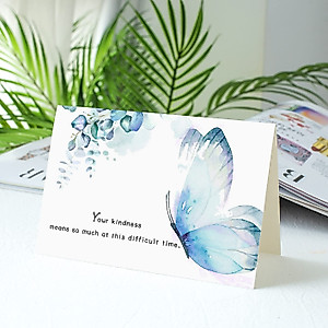 50 Pack Funeral Thank You Cards with Envelopes, Stickers & Message Inside, 4×6 in Watercolor Flowers Butterflies Bereavement Sympathy Thank You Cards for Funeral Family Friends Loved Ones Celebration of Life