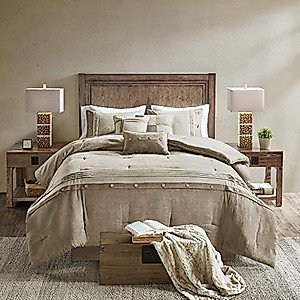 Madison Park Boone Cozy Comforter Set, Faux Suede, Deluxe Hotel Styling All Season Down Alternative Bedding Matching Shams, Decorative Pillow, King (104 in x 92 in), Rustic Tan 7 Piece