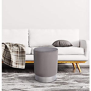 BIRDROCK HOME Round Grey Velvet Ottoman Foot Stool – Soft Compact Padded Vanity Stool - Great for The Living Room, Bedroom and Kids Room - Small Furniture (Grey)