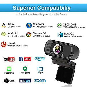 GoHZQ 1080p Webcam with Microphone,Wide Angle Web Camera with Privacy Cover,USB External Camera for Computer Monitor Laptop Desktop PC Mac,HD Webcam for Live Streaming