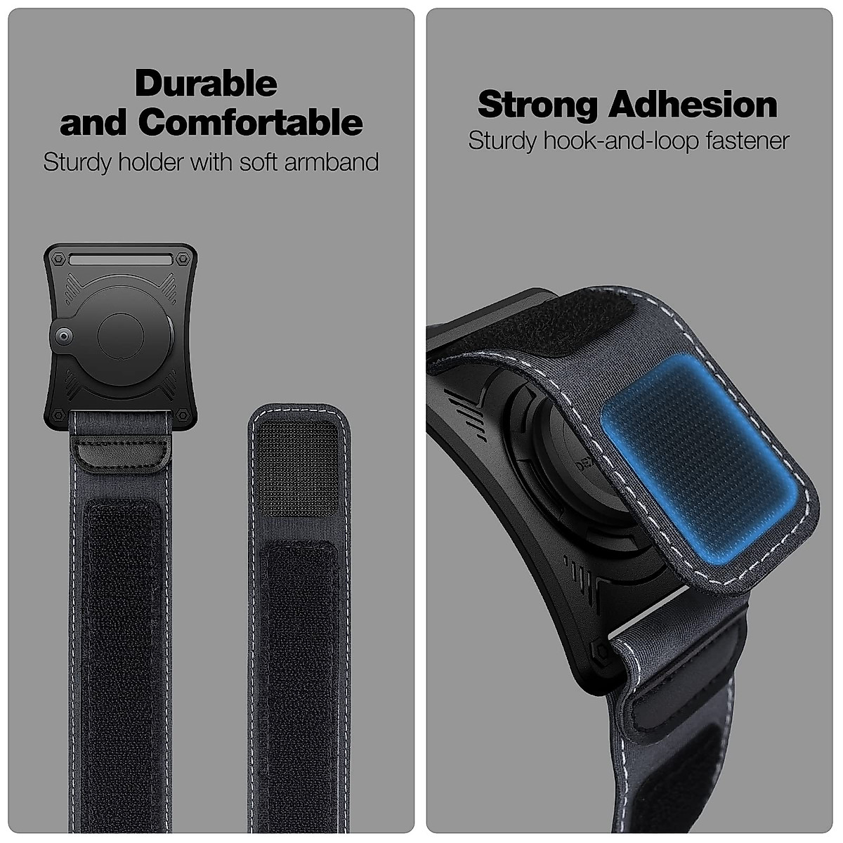 Dexnor 2-in-1 Phone Holder Armband, Detachable Running Cell Phone Holder Universal Sports Arm Band with Ring Stand for iPhone Samsung Galaxy All Phones Gym Workouts Exercise Fitness