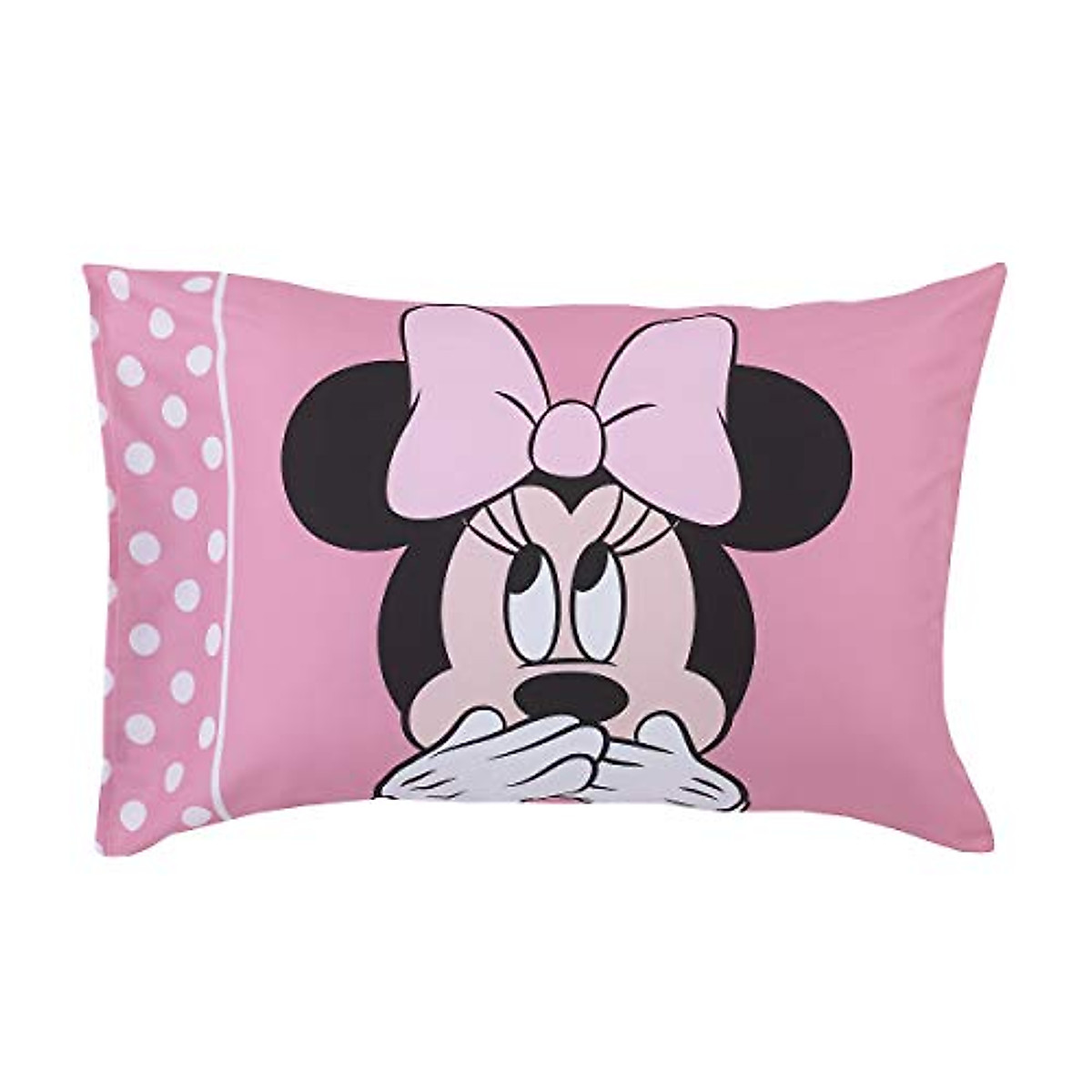 Disney Minnie Mouse - Blushing Minnie - 4 Piece Toddler Bed Set - Coral Fleece Toddler Blanket, Fitted Bottom Sheet, Flat Top Sheet, Standard Size Pillowcase