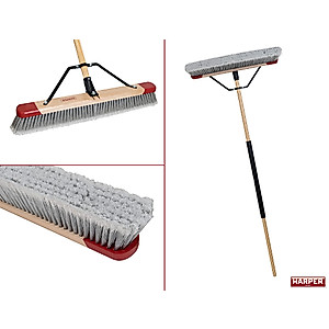 Harper 20201014 24 in. Premium Indoor Smooth-Surface Push Broom with Flagged Bristles, Gray