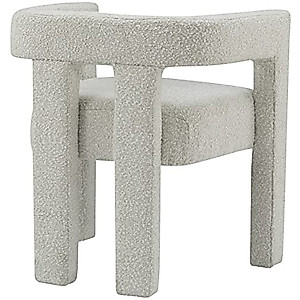 Meridian Furniture Athena Collection Modern | Contemporary Boucle Fabric Upholstered Accent | Dining Chair, 25" W x 21" D x 27" H, Cream