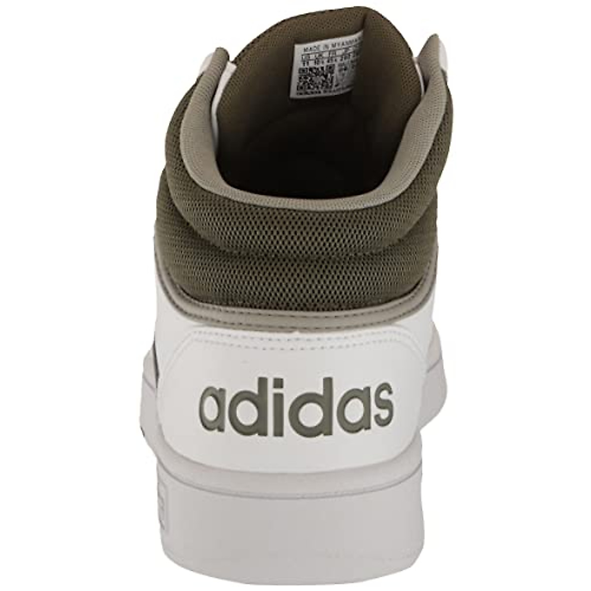 adidas Men's Hoops 3.0 Mid Basketball Shoe, White/Silver Pebble/Olive Strata, 9.5