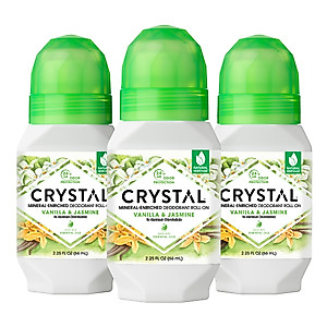 Crystal Deodorant - Mineral Roll on Vegan Deodorant for Women and Men, Vanilla Jasmine - 2.25 fl. oz. (Pack of 3)