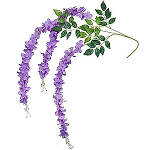 24 Pack Wisteria Flower Vines Garland, 3.75 Feet Artificial Flower Strings, Fake Hanging Flowers, Silk Wisteria Garland Flowers, Wisteria Vine for Wedding, Garden, Wall Decoration (Purple Blue)