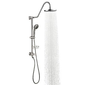 Shower System with 8" Rain Shower Head, 5-Function Shower Head with Handheld, Adjustable Slide Bar, 59" Stainless Steel Hose, Brushed Nickel