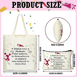 Paterr 2 Pack Cheer Bags for Cheerleaders Cheerleading Gifts Canvas Tote Bag for Women Teams Goodie Stuffers Party Supplies(White)