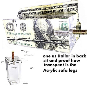 Acrylic Furniture Legs Sofa for Chair Lovseat Ottoman Couch Bed Replacement Bun Feet with Mounting Plates Set of 4 (6 inch Furniture Legs)