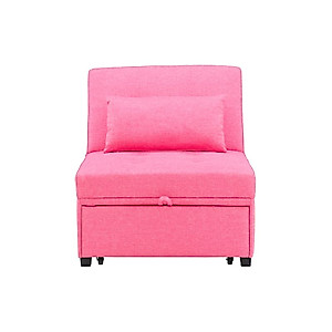 Powell Furniture Linon Boone Upholstered Convertible Sofa Bed in Hot Pink