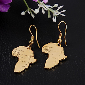 24k Gold Plated Brass Africa Map Dangle Earring