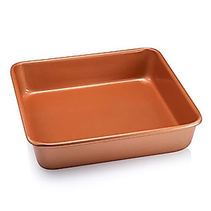 Gotham Steel Ultra Nonstick Square Baking Pan, Dishwasher Safe Square Cake Pan with No Warp & Even Heating Technology, Oven & Metal Utensil Safe, Brownie Pan & Cake Baking Pan – XL 9.5” x 9.5” x 2”