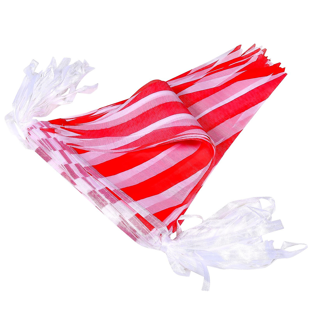 Red and White Striped Carnival Pennant Banners, 177 Feet 130pcs String Flags Triangle Bunting for Cirucs Birthday Party Decoration Festival Celebration
