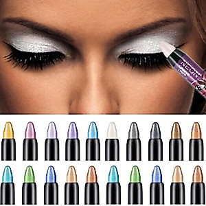 Go Ho 2PCS Silver&White Eyeshadow Sticks,Shimmer Eyeshadow Easy-to-apply,Highlighter Makeup Long Lasting Eye Shadow Pen,01 White & 10 Sliver