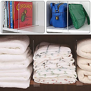 Hiziwimi 6PCS Clear Acrylic Shelf Dividers, Multifunctional Shelf Separators, Adjustable Clothes Organizer, Clear Organizer, Wooden Wardrobe, Kitchen and Office Shelf