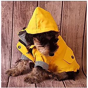 Dog Raincoat Jacket with Zip up Yellow rain Coat Hoodie Water Resistant Stylish Dog Raincoats (Small,Yellow)