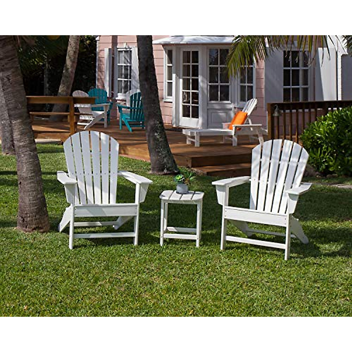 POLYWOOD South Beach 3-Piece Adirondack Chair Set with Side Table