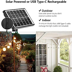 SUNTHIN Solar String Lights, 50ft Solar Patio Lights with 24 Shatterproof G40 LED Bulbs, Waterproof Solar Powered Outdoor Lights for Backyard, Garden, Deck, Porch, Pergola, Pool, Camping, Party