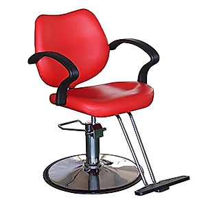 Funnylife Red Round Base Hydraulic Pump Styling Chair Barber Chair Salon Beauty Equipment