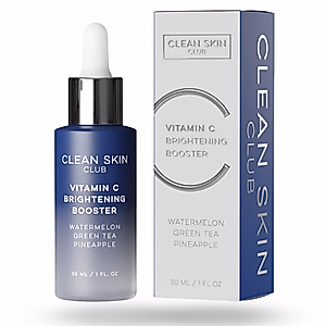 Clean Skin Club Vitamin C Serum & Brightening Booster, Vitamins A, E, D & K, Anti Aging Collagen Clear Facial Care, Glow, Acne, Scars, Sun Damage, Wrinkles, Age, Dark Spot Corrector Recipe