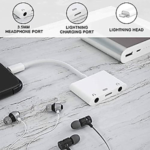 ELITEED 3in1 Lighting to 3.5mm,Headphone Adapter for iPhone, Dual Earphone Jack Audio and Charging Adapter,Headphone Splitter for iPhone 14/13/12/11/XS Max/XR/8/7 Plus /6/ iPad,Support iOS 10 to16
